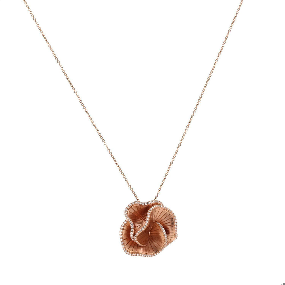 EFFY Pave Rose Diamond Pendant Chain Necklace 14K Rose Gold 0.85 TW 18"